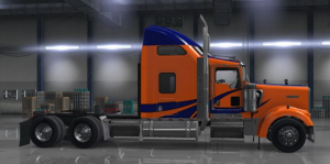 Kenworth W900 Blue Stripes on Orange Paint mod - atsmod.net